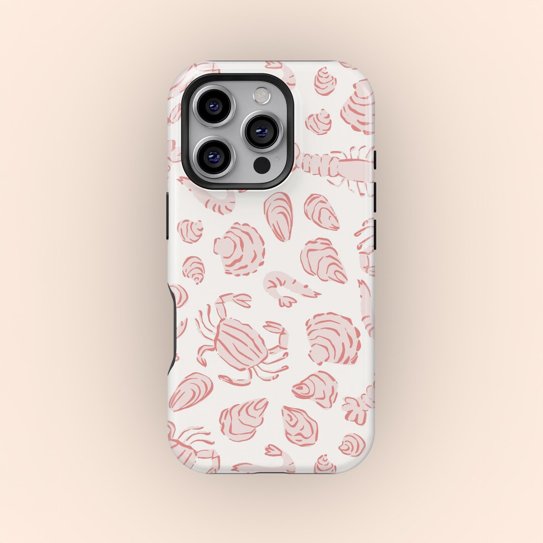 Vintage Seashell Pattern Phone Case, Beachy Tropical Phone Case, Preppy ...