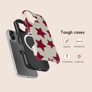 Retro Stars Celestial Red Phone Case, Y2K Aesthetic, Red Star Flat ...