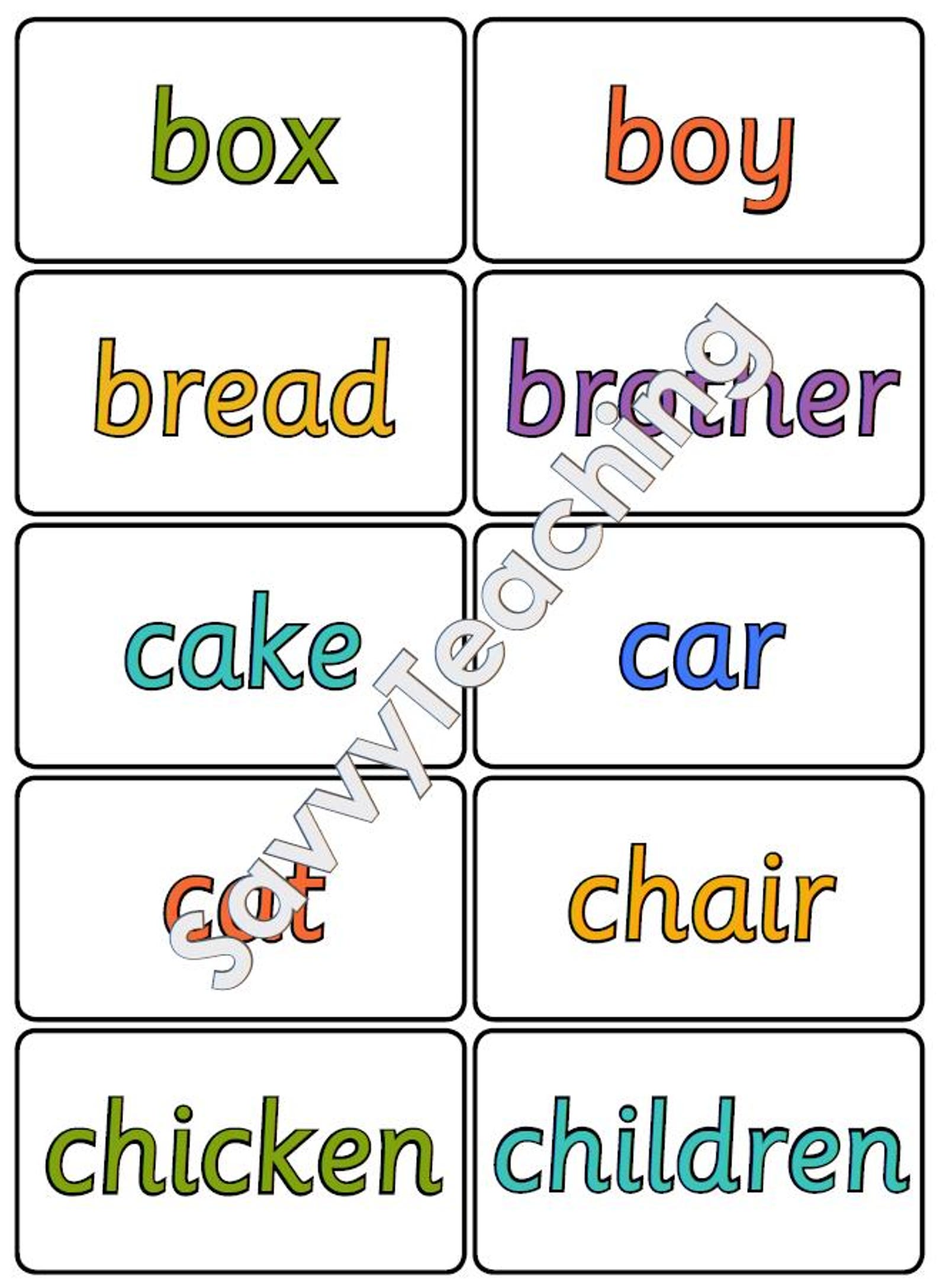 Dolch Noun Flashcards | 95 Printable Sight Word Cards | Boost ...