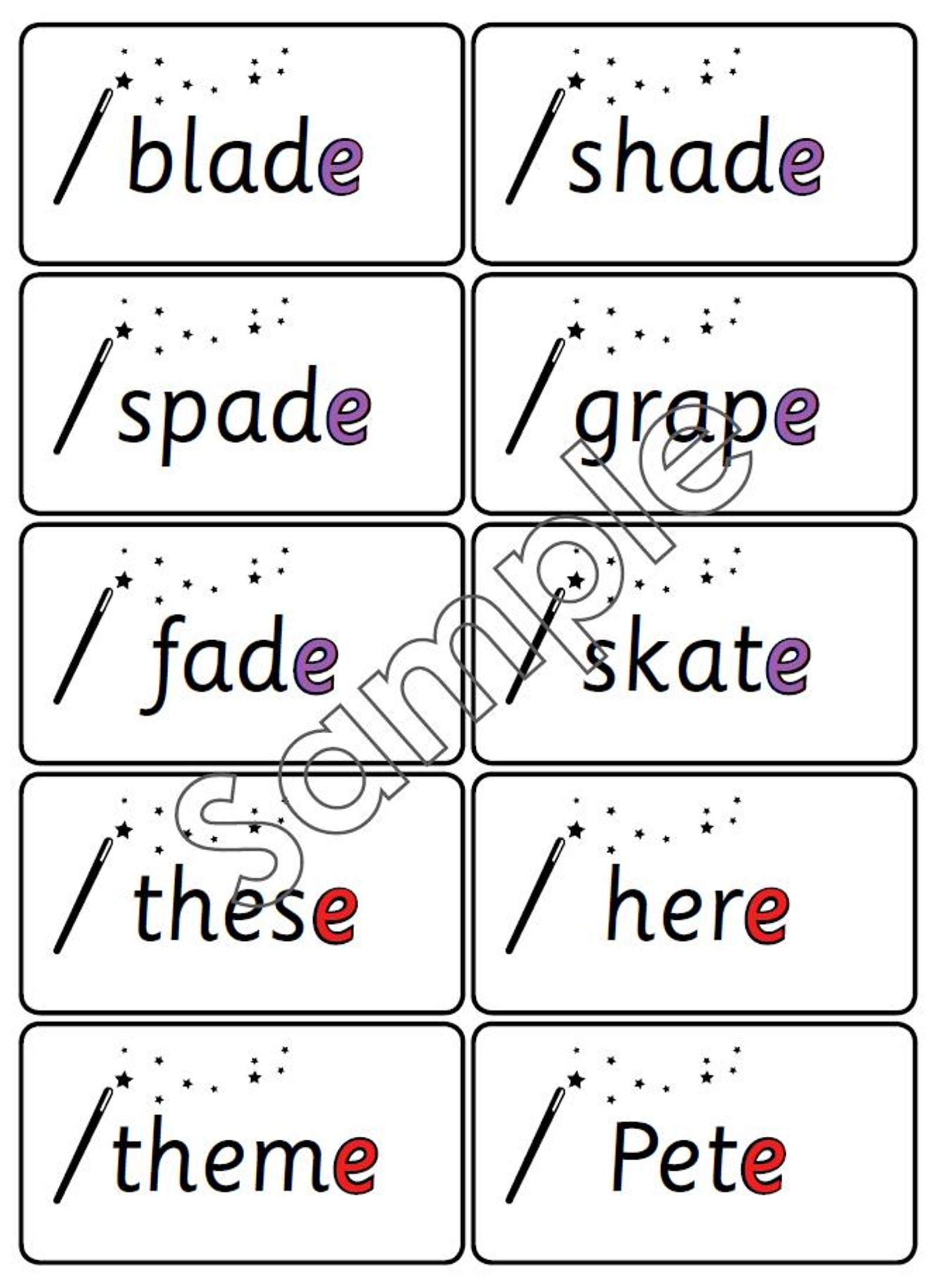 Magic E Flashcards | Silent E Word Cards | 84 Printable Phonics Words ...