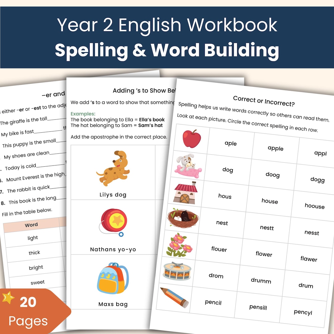 Year 2 Spelling & Word Building Workbook | Suffixes, Apostrophes ...