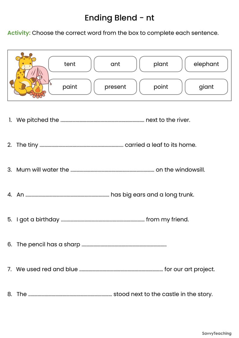 Ending Blends Cloze Workbook | Phonics Practice | Printable Literacy ...