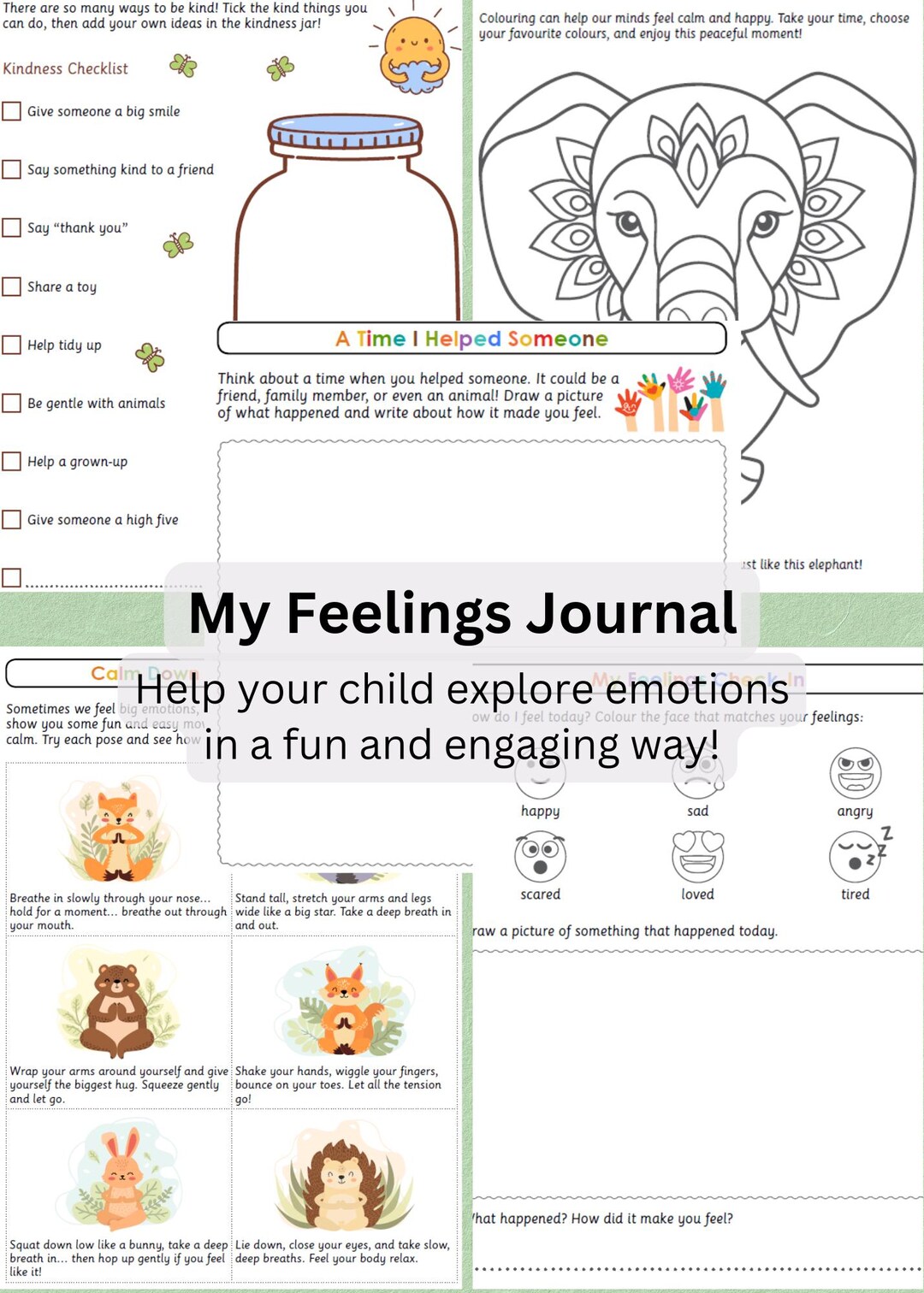 Printable Feelings Journal for Kids - Mindfulness, Writing and Calming ...