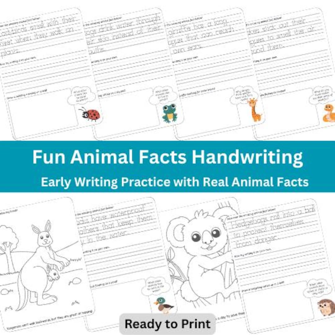 Animal Facts Handwriting Workbook | Handwriting Practice for Ages 5-7 ...