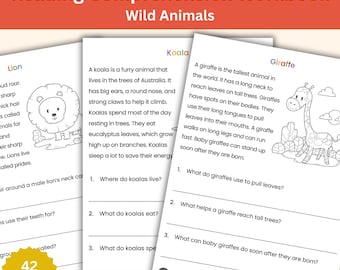 Wild Animals Reading Comprehension Worksheets | Short Passages With ...