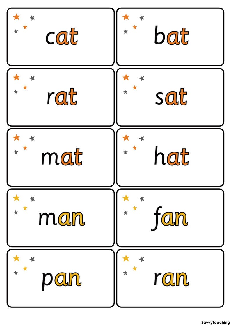 Rhyming Words Flashcards | Word Family Phonics Cards | Early Reading ...
