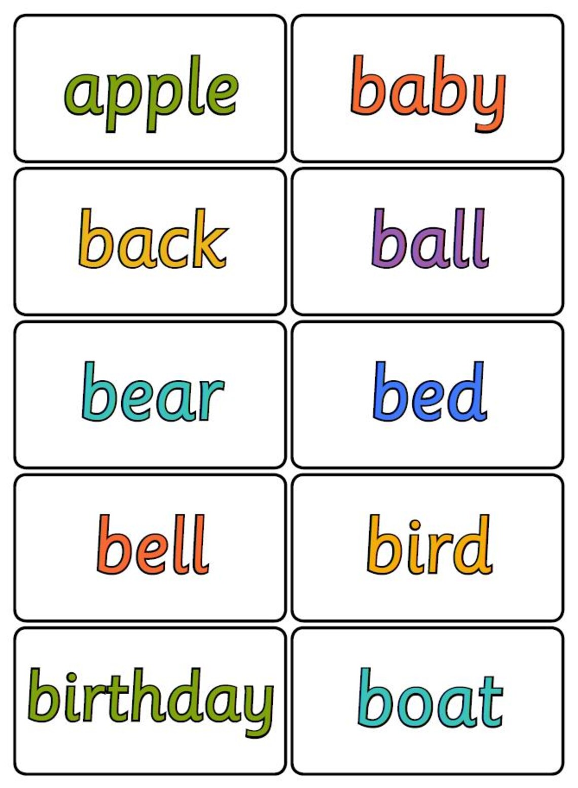 Dolch Noun Flashcards | 95 Printable Sight Word Cards | Boost ...