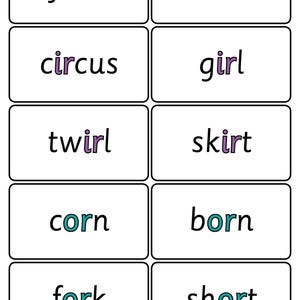 R-controlled Vowel Flashcards | Bossy R Word Cards Ar Er Ir or Ur ...