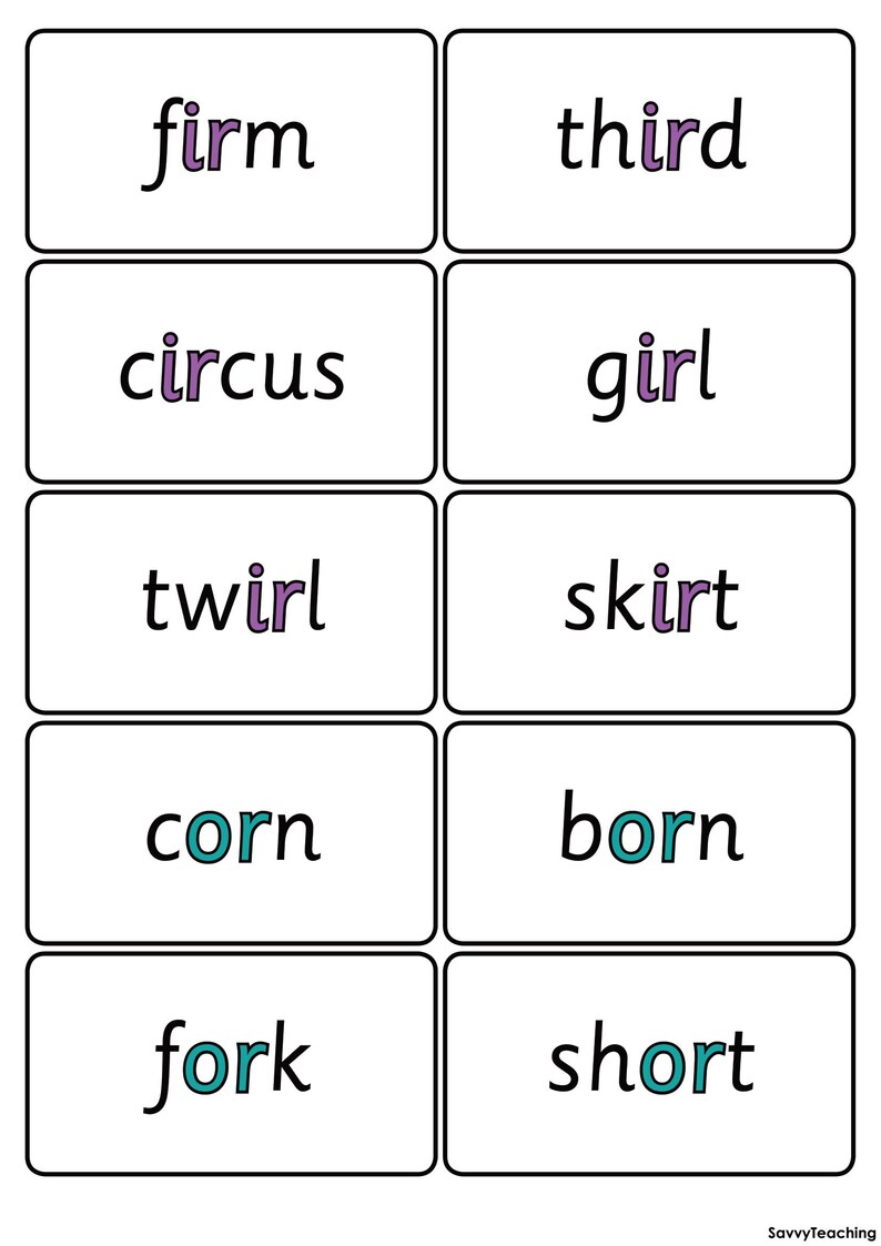 R-controlled Vowel Flashcards | Bossy R Word Cards Ar Er Ir or Ur ...