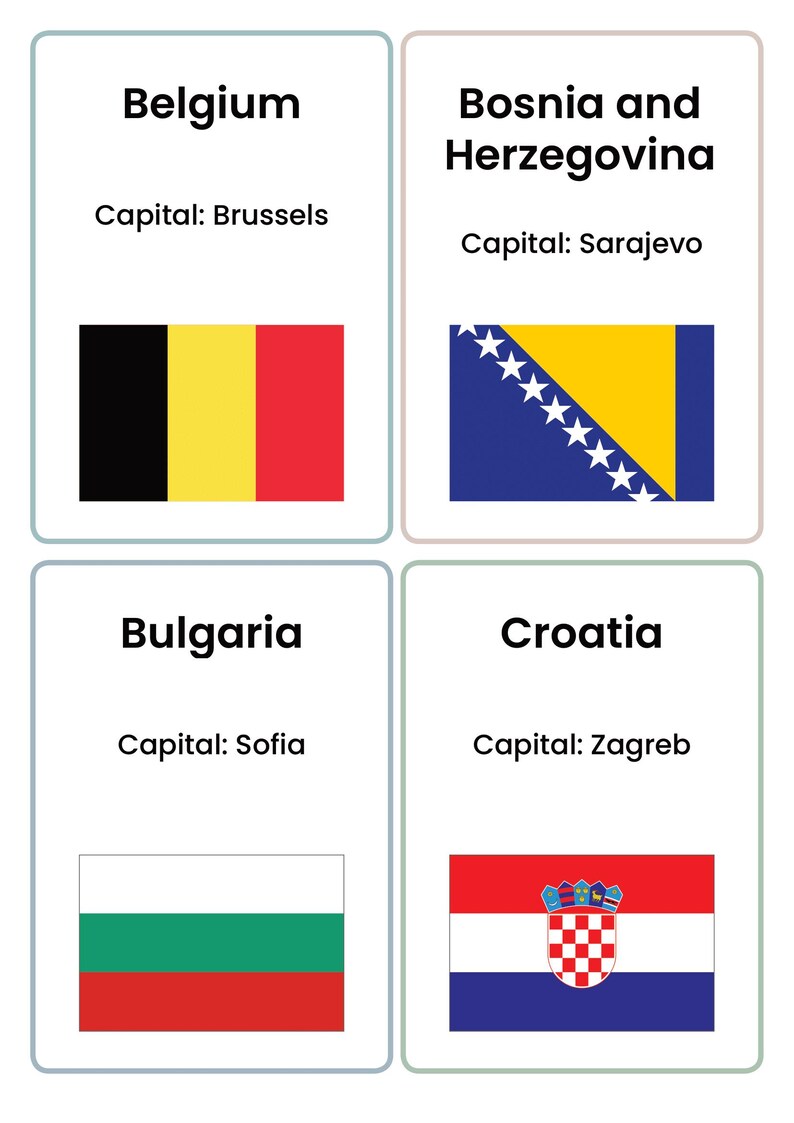 European Countries & Capitals Flashcards | 44 Flags and Capital Cities ...