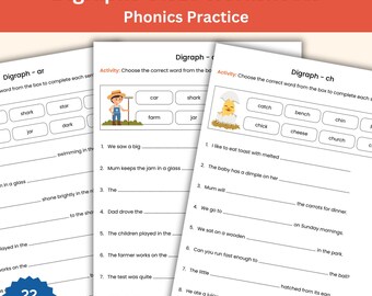 Digraphs Cloze Sentences Workbook | Year 1 Phonics Practice | KS1 ...