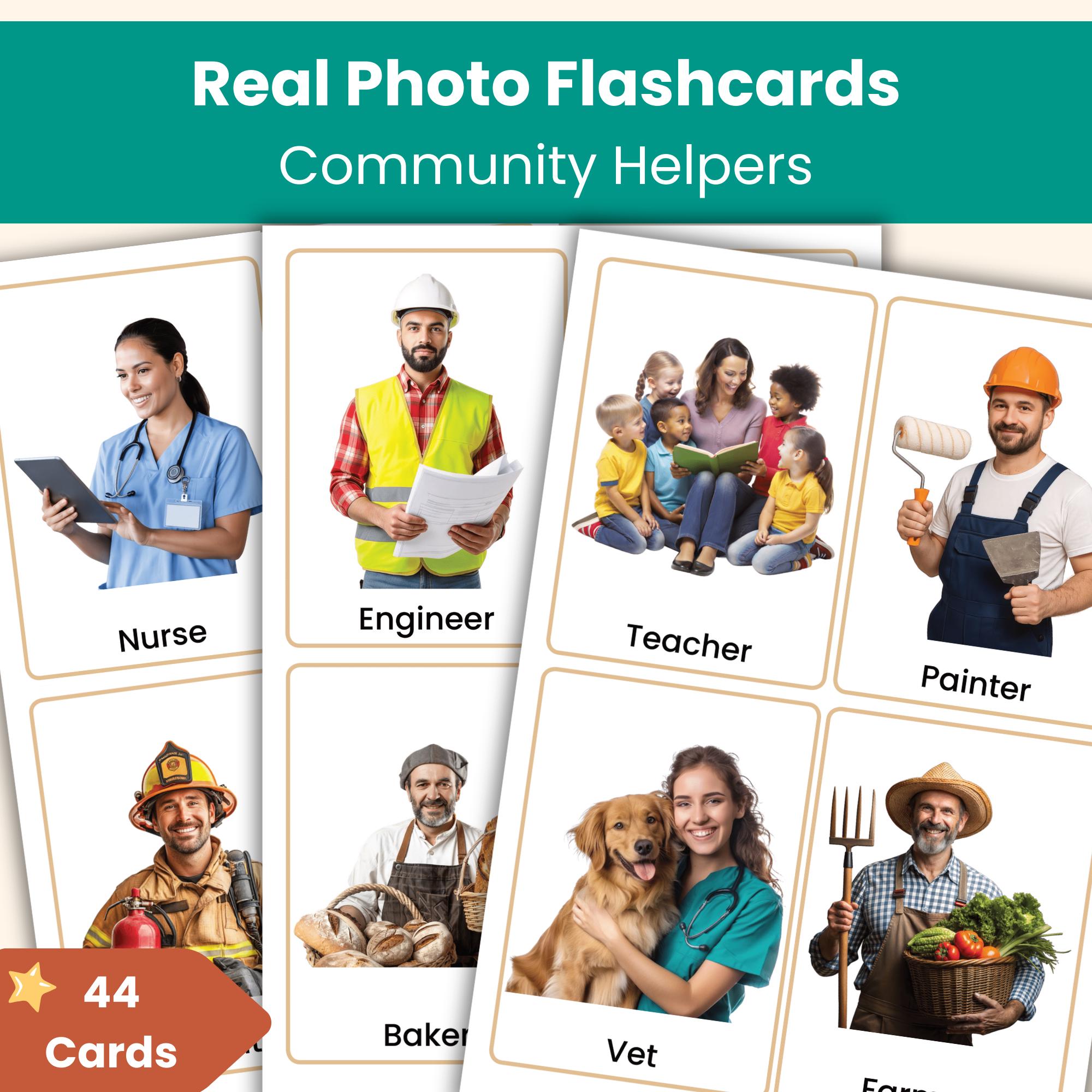 44 Community Helpers Flashcards | Real Photo Job Cards | People Who ...