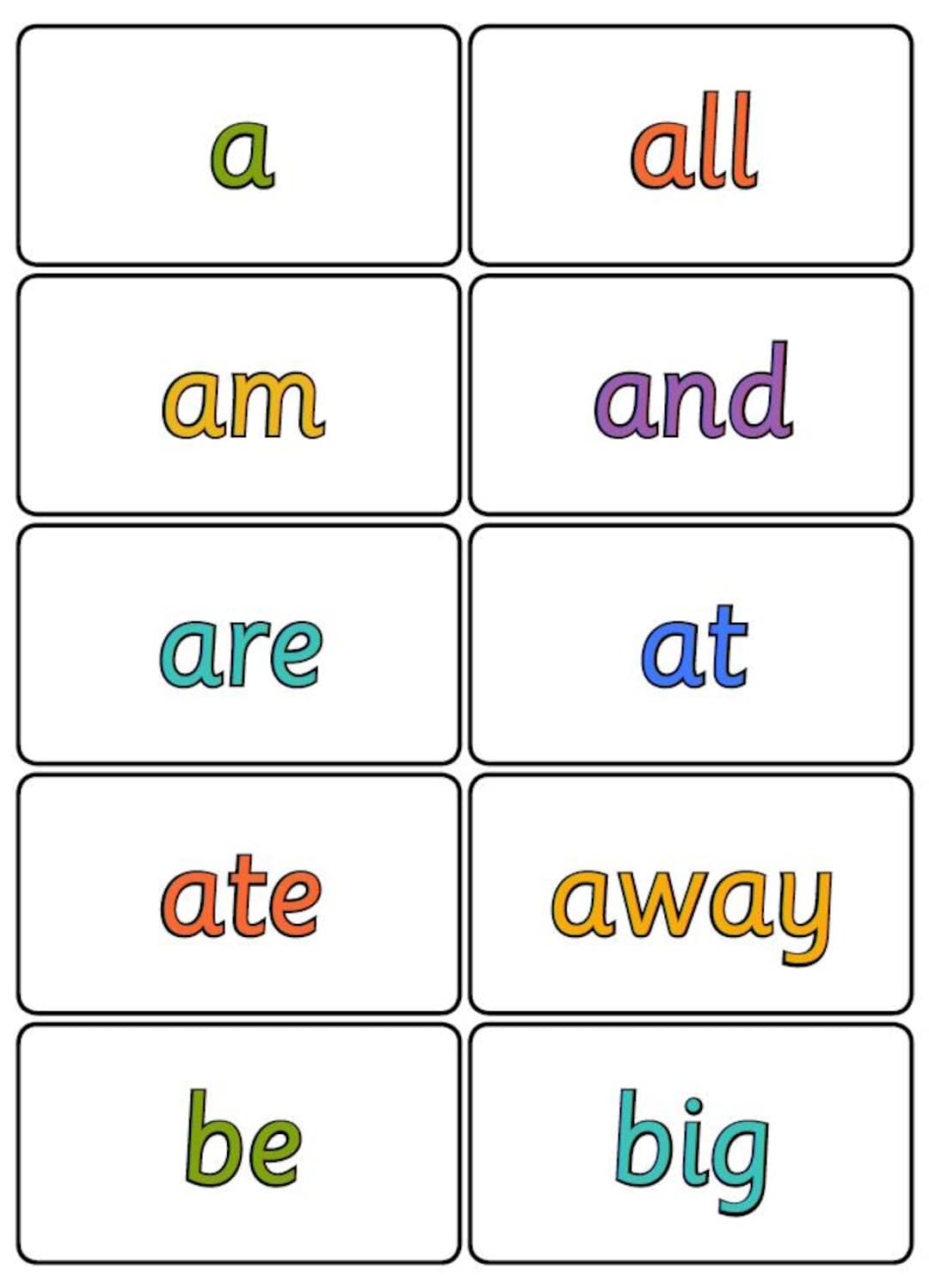 Sight Word Flashcards – Pre-k & Kindergarten Printable - Etsy
