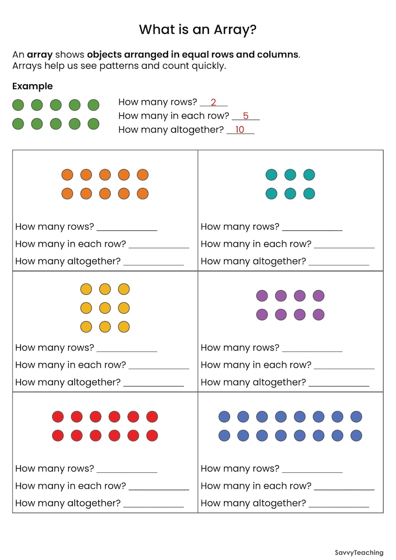 Year 1 Maths Workbook | Arrays and Repeated Addition Worksheets | Early ...