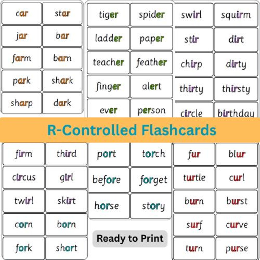 R-controlled Vowel Flashcards | Ar, Er, Ir, Or, Ur Words | Phonics ...