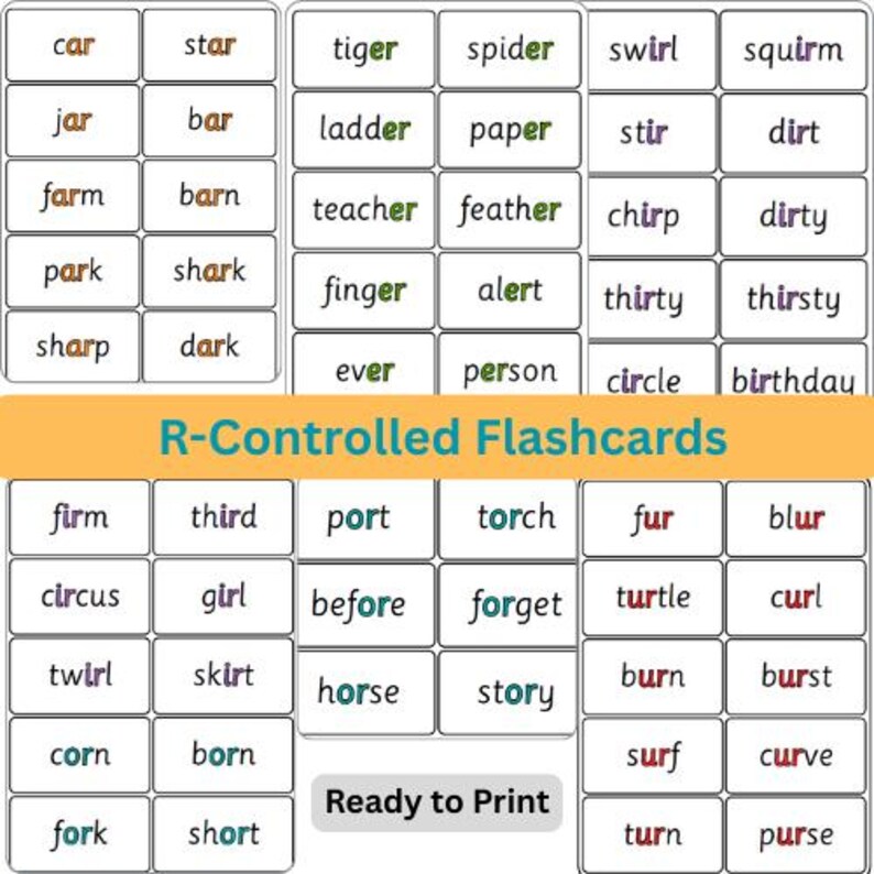 R-controlled Vowel Flashcards | Ar, Er, Ir, Or, Ur Words | Phonics ...