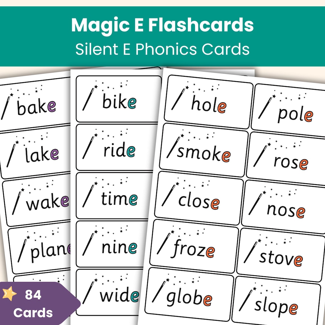 Magic E Flashcards | Silent E Long Vowel Words | Phonics Practice Cards ...
