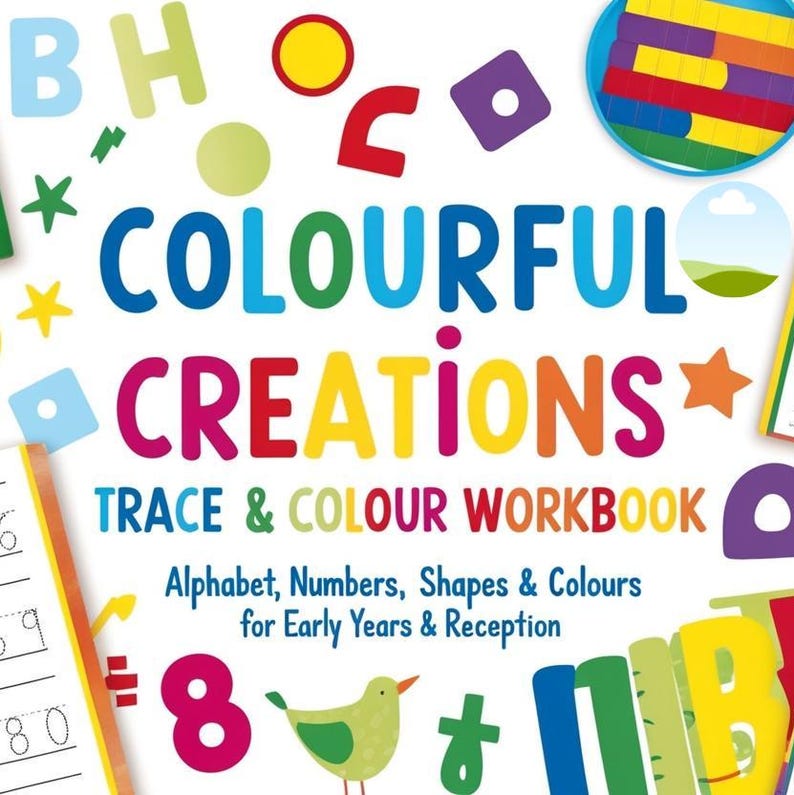 Trace & Colour Workbook | Alphabet, Numbers, Shapes and Colours for ...