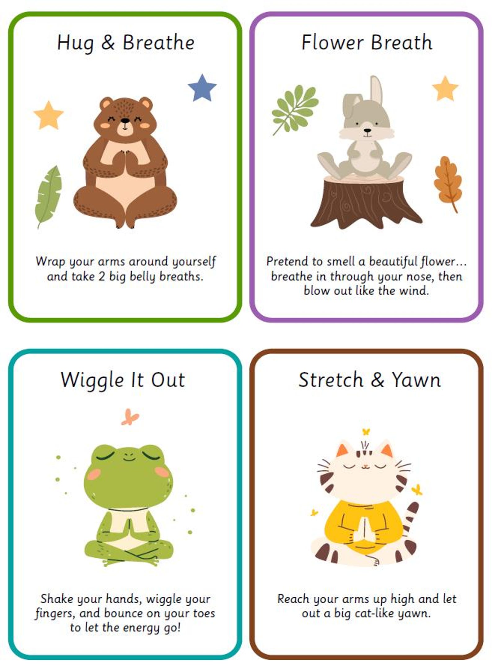Mindfulness and Movement Cards for Kids | 60 Calm Animal-themed ...