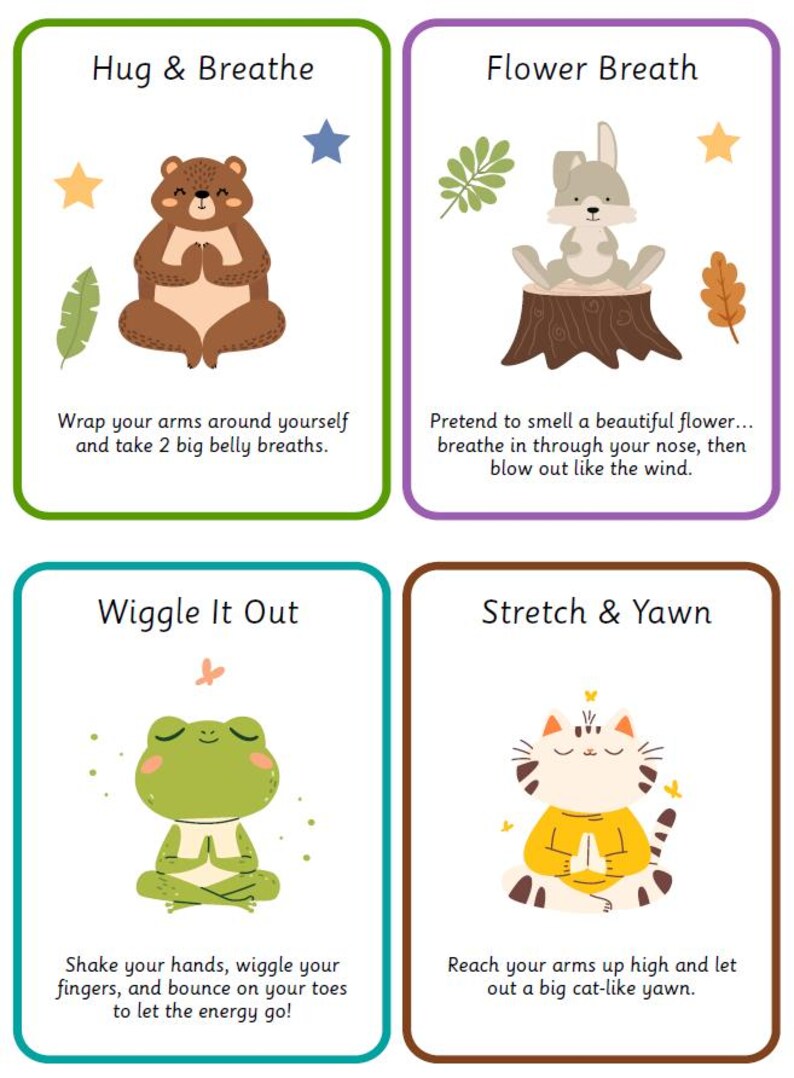 Mindfulness and Movement Cards for Kids – 60 Calm Animal-themed ...