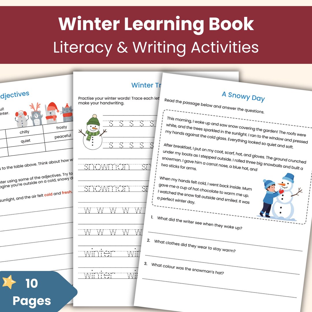 Winter Activity Book | Reading & Writing Worksheets | Printable ...