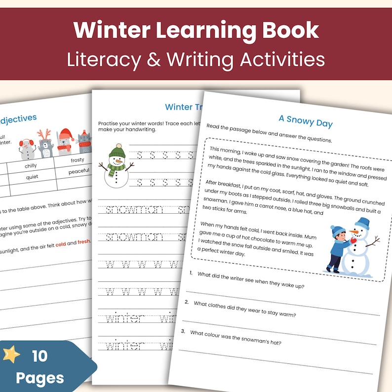 Winter Activity Book | Reading & Writing Worksheets | Printable ...