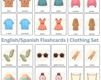 English - Spanish Flashcards – Clothing Vocabulary | Bilingual ...
