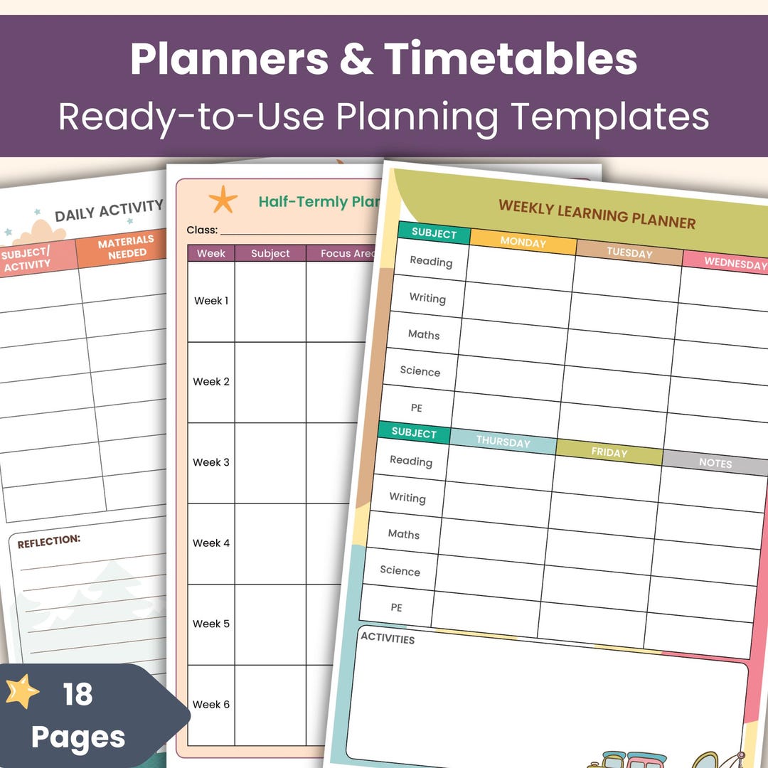 Teacher Planner & Timetable Templates | Weekly, Half-term, and Goal ...