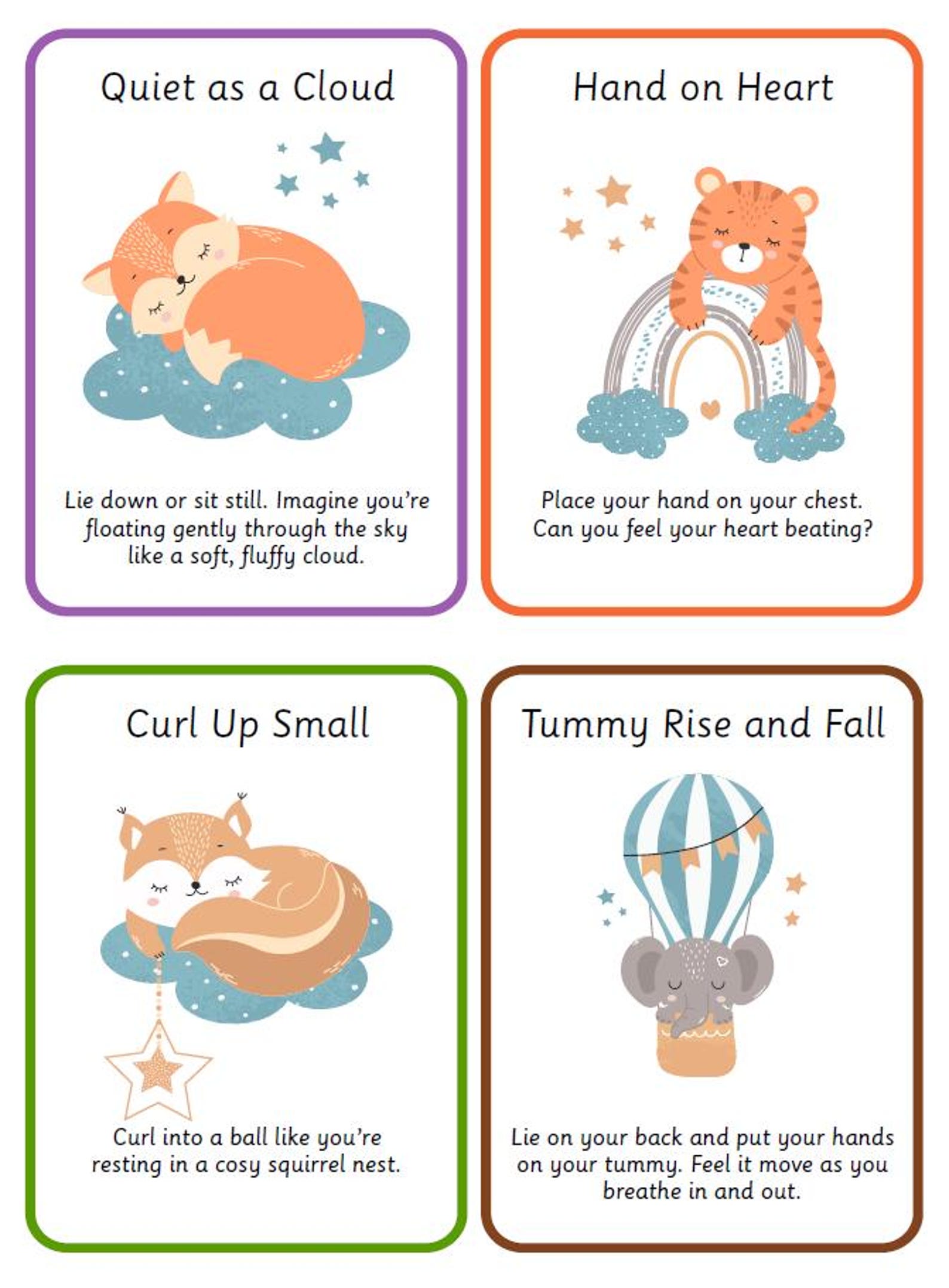 Mindfulness and Movement Cards for Kids – 60 Calm Animal-themed ...