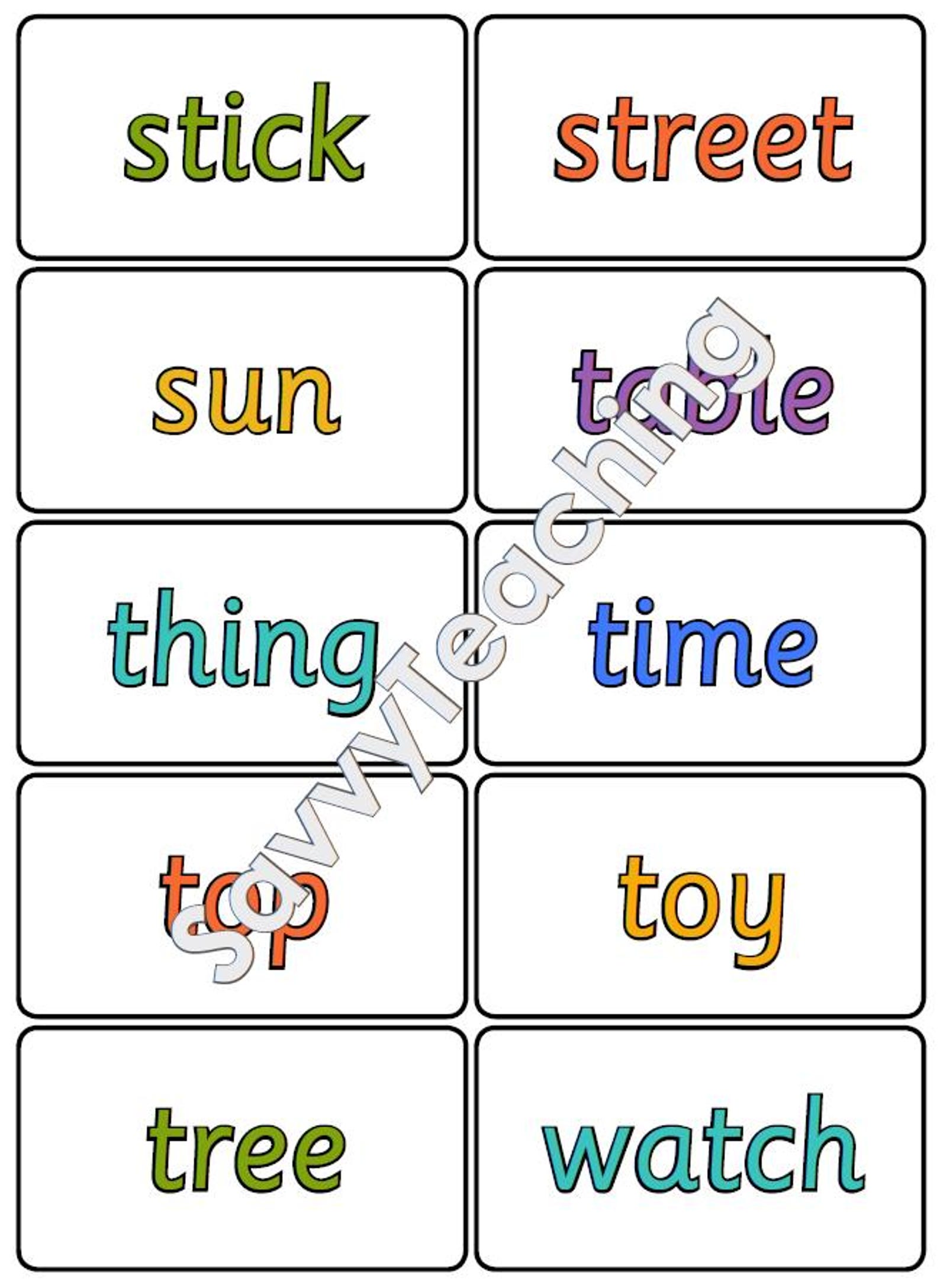 Dolch Noun Flashcards | 95 Printable Sight Word Cards | Boost ...