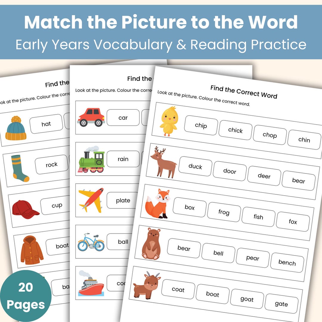 Match the Picture to the Word | Early Years Vocabulary & Reading ...