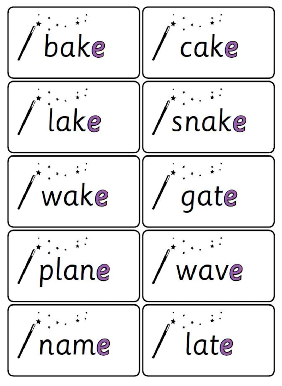 Magic E Flashcards | Phonics Printable | Long Vowel Words | Silent E Word Cards | Early Reading ...