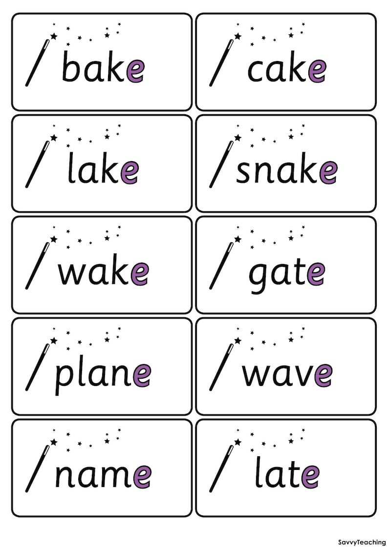 Magic E Flashcards | Silent E Long Vowel Words | Phonics Practice Cards ...