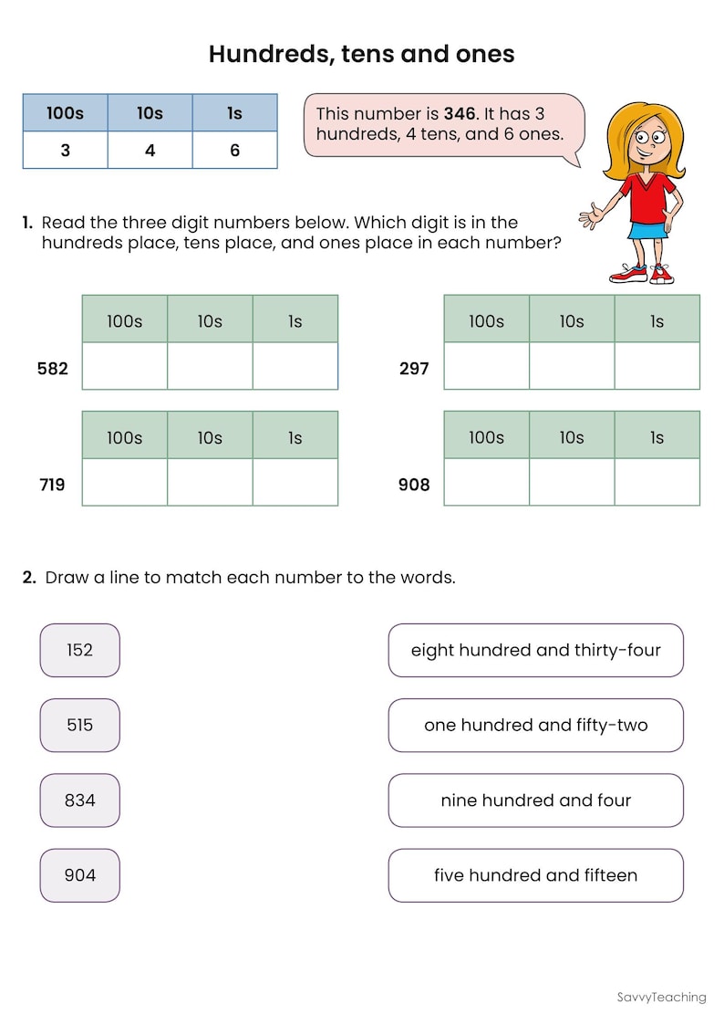 Year 3 Maths Number and Place Value Workbook | Numbers to 1000 ...