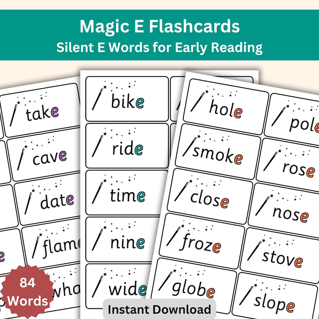 Magic E Flashcards | Silent E Word Cards | 84 Printable Phonics Words ...