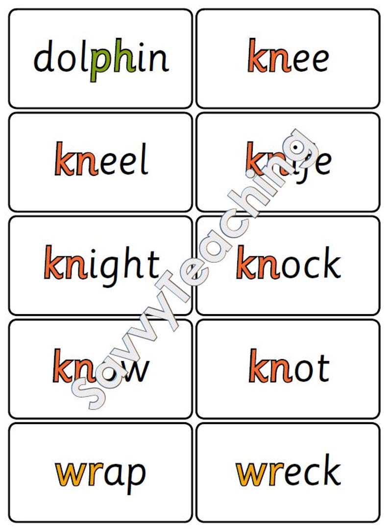 Phonics Flashcards | 140 Digraph & Trigraph Words | Silent Letters ...