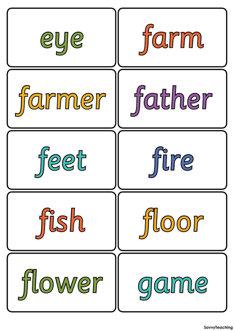 95 Dolch Noun Flashcards | Sight Word Vocabulary | Vocabulary Cards for ...