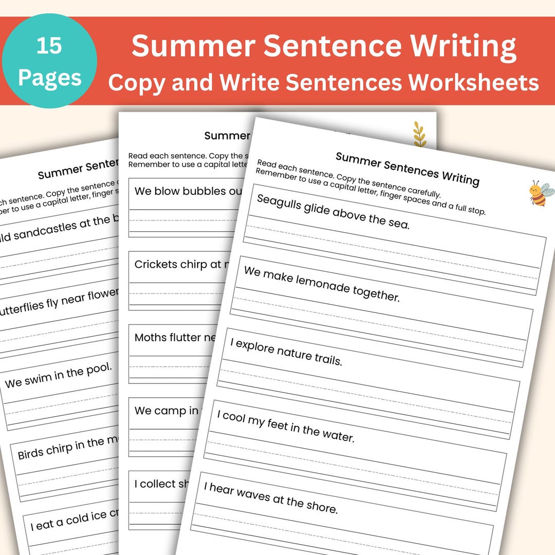 Summer Sentence Writing Worksheets | Writing Activities | Handwriting ...