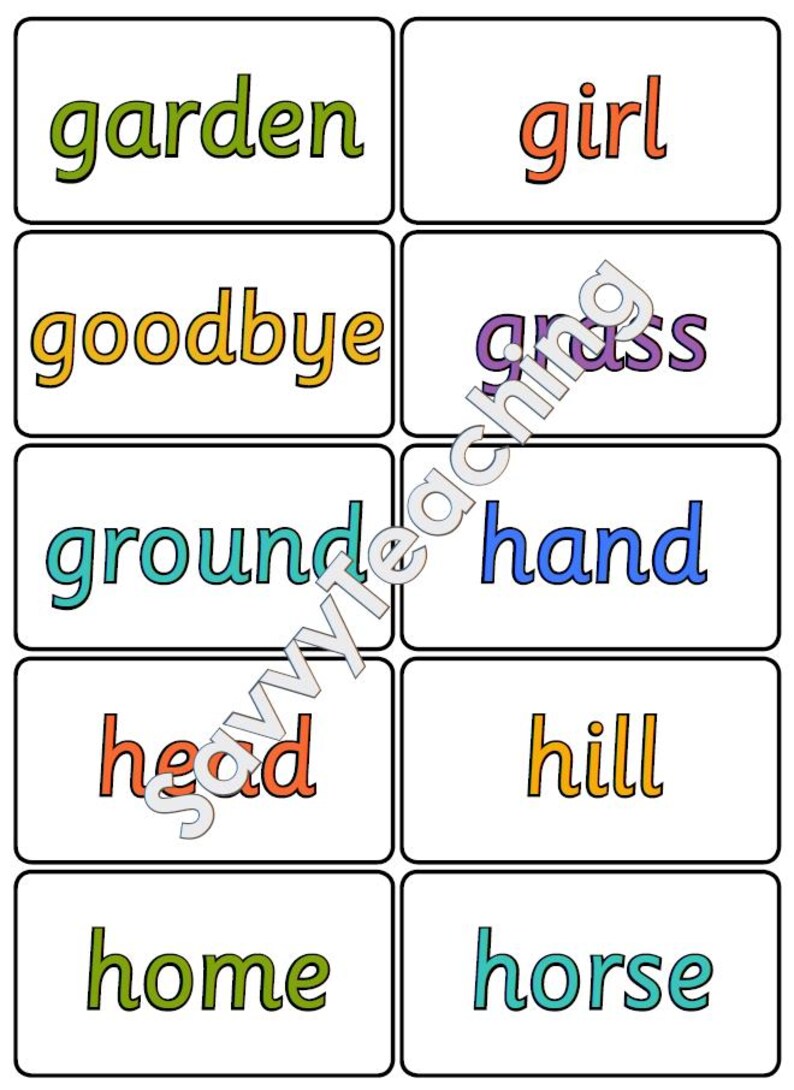 Dolch Noun Flashcards | 95 Printable Sight Word Cards | Boost ...