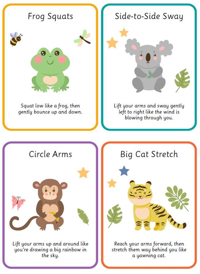 Mindfulness and Movement Cards for Kids | 60 Calm Animal-themed ...