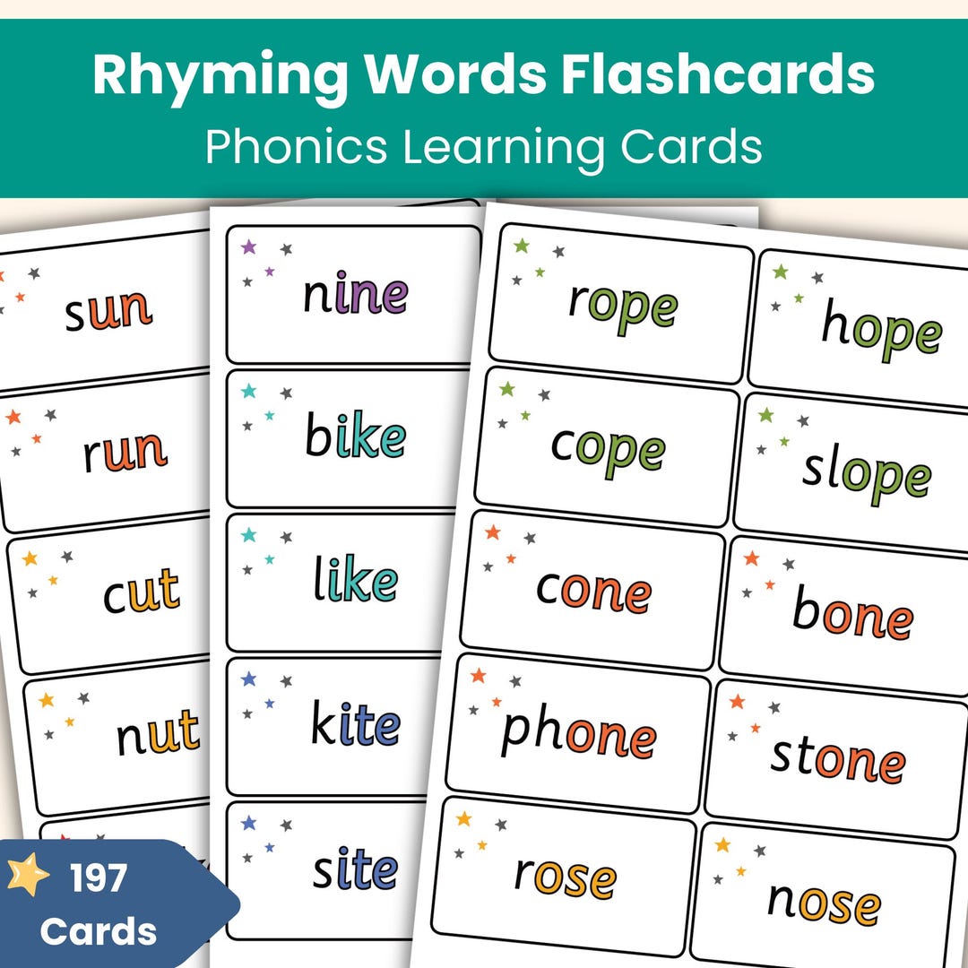 Rhyming Words Flashcards | Word Family Phonics Cards | Early Reading ...