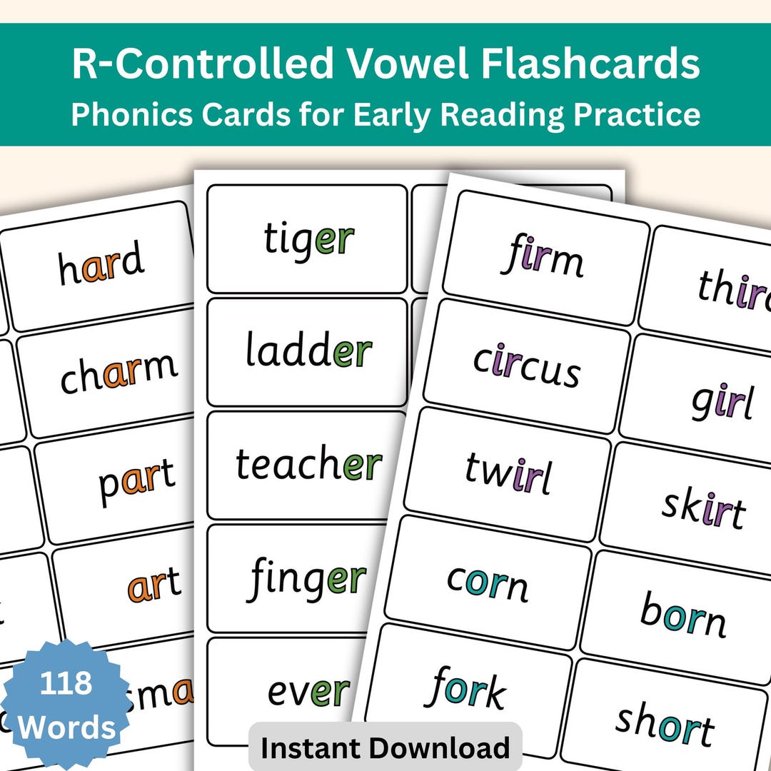 R-controlled Vowel Flashcards | Ar, Er, Ir, Or, Ur Words | Colour-coded ...
