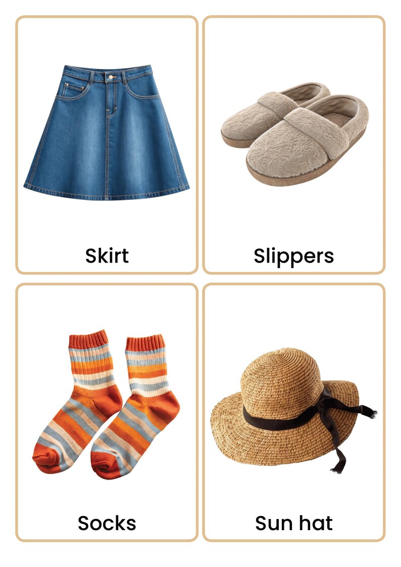 48 Clothes Real Photo Flashcards | Clothing Vocabulary Cards for Kids ...