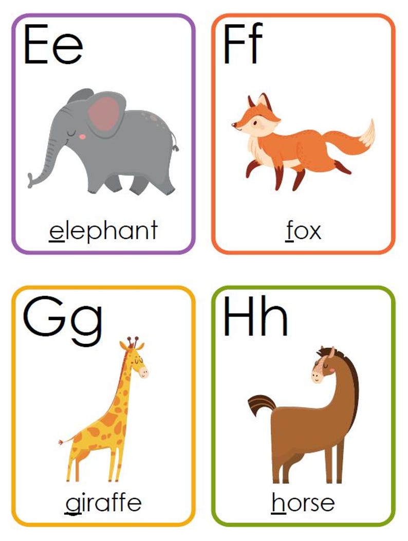 A-Z Animal Flashcards – Printable Alphabet Learning for Kids - Etsy