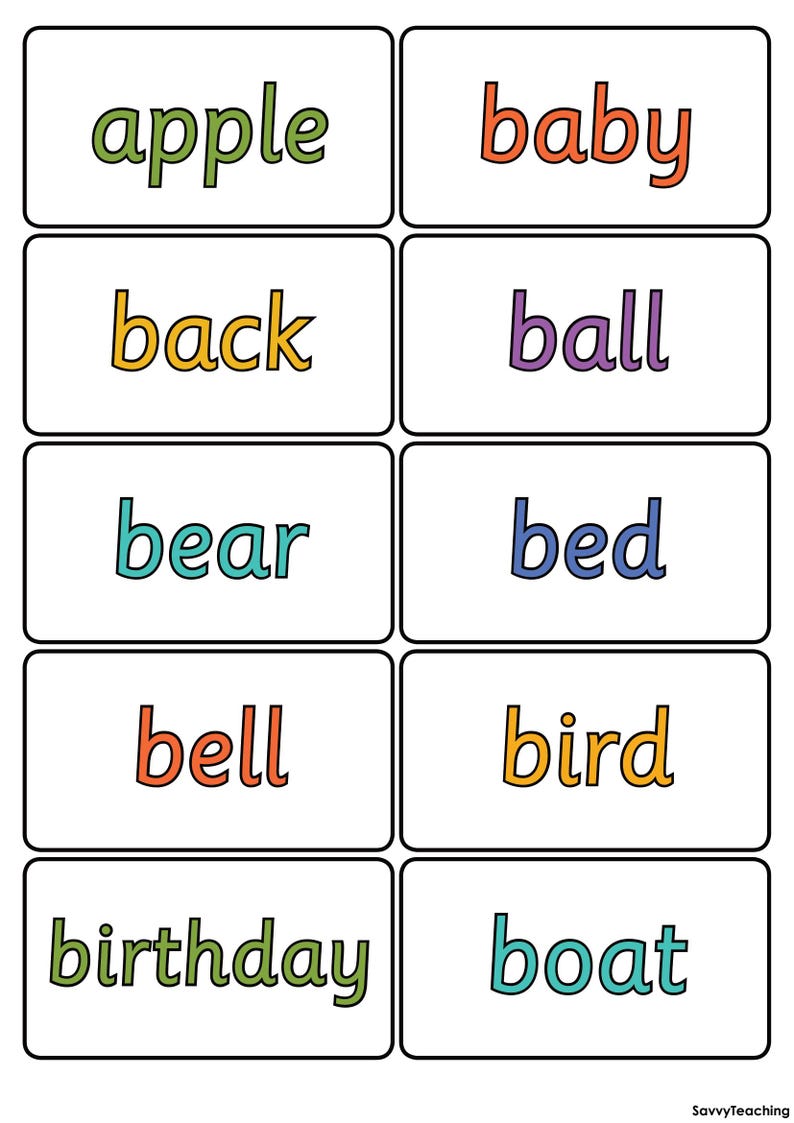 95 Dolch Noun Flashcards | Sight Word Vocabulary | Vocabulary Cards for ...
