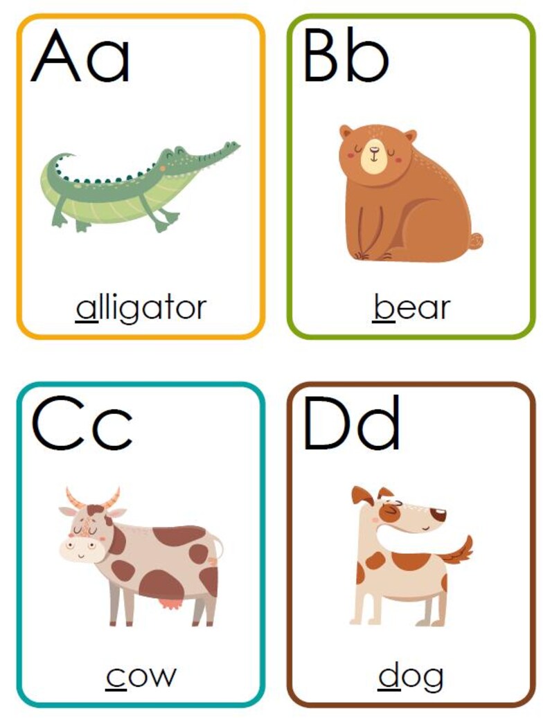 A-Z Animal Flashcards – Printable Alphabet Learning for Kids - Etsy