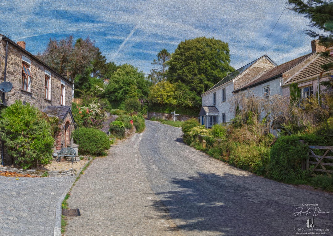 Lerryn Cornwall Print: Oil Painting Effect, Idyllic Cornish Village ...