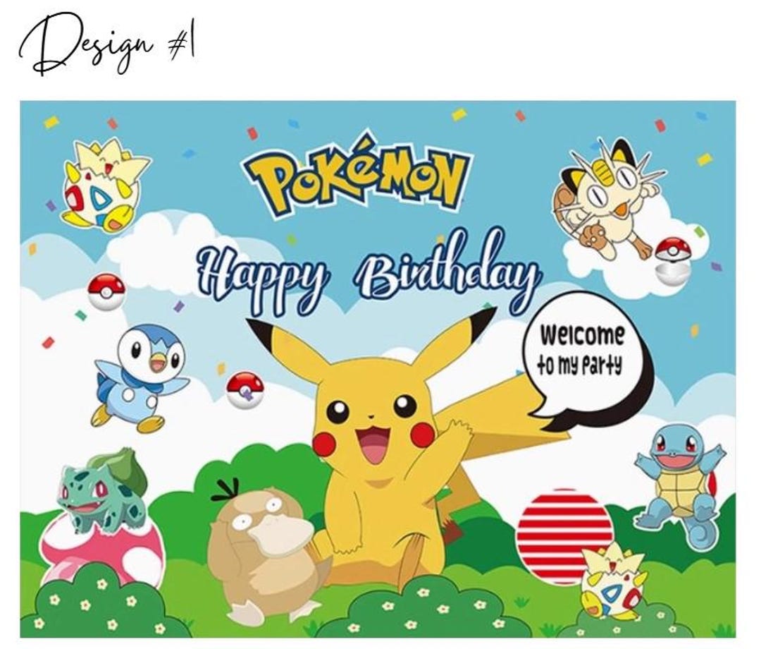 Custom Pokemon Birthday Backdrop – Custom Party Banner for Pokemon ...
