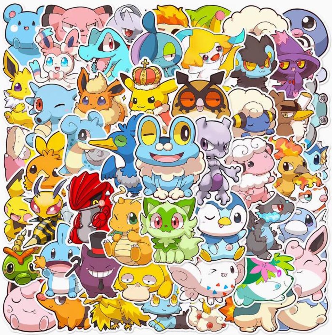 52 Cute Pokemon Stickers Set – Waterproof PVC Decals for Laptops, Water ...