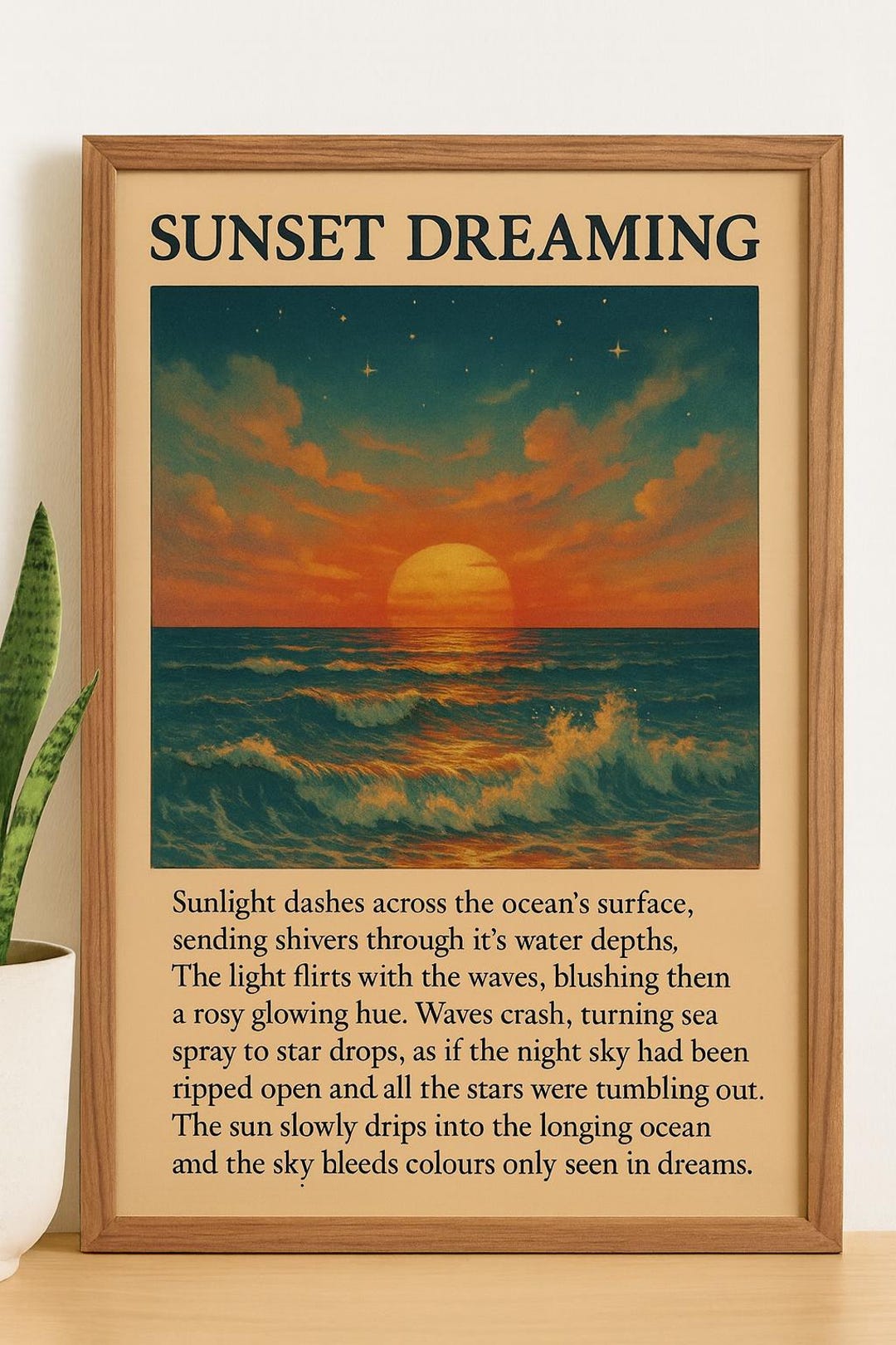 Sunset Dreaming Art Print – Ocean Sunset Poem Print • Vintage Coastal ...